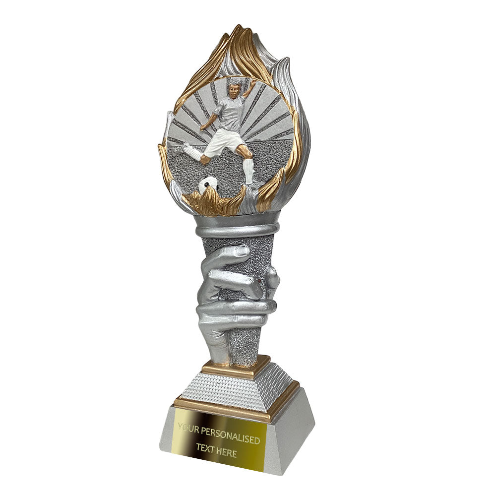 Silver&Gold Football Torch Resin Award with Disc Insert of your Choice