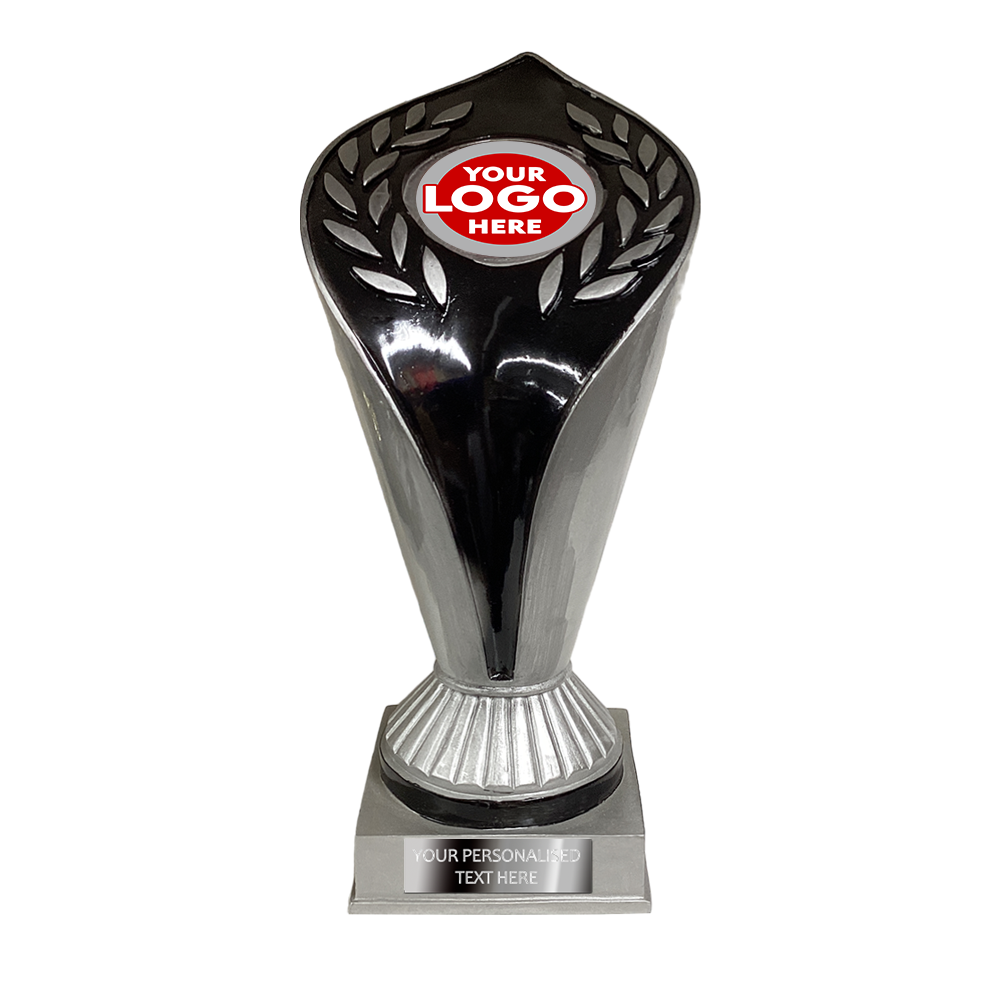 Black & Silver Resin Torch Shaped Trophy with Laurel Design PCM13752/3 ...