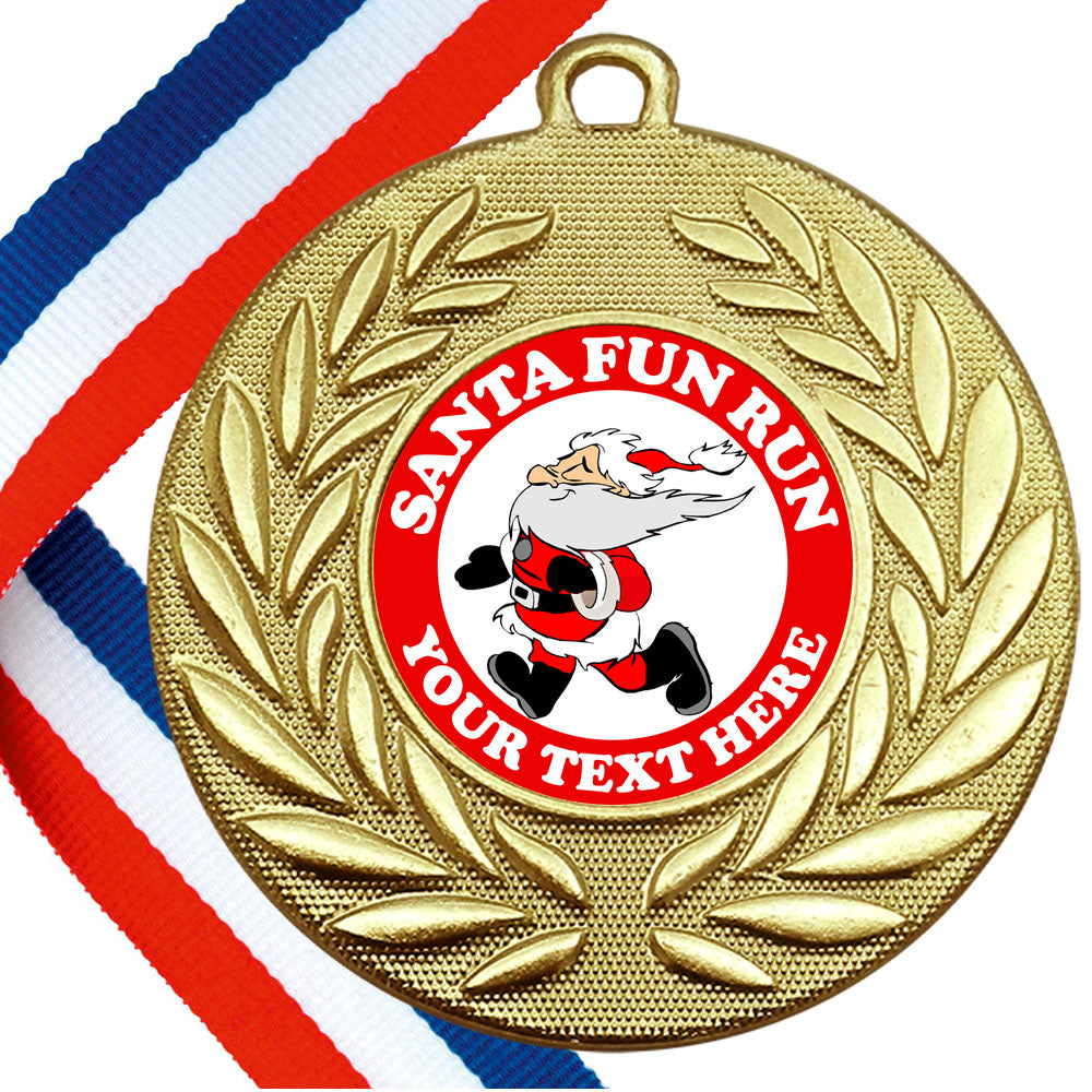 Santa Fun Run Wreath Medals Design 2 with Flat Centres – BW Trophies