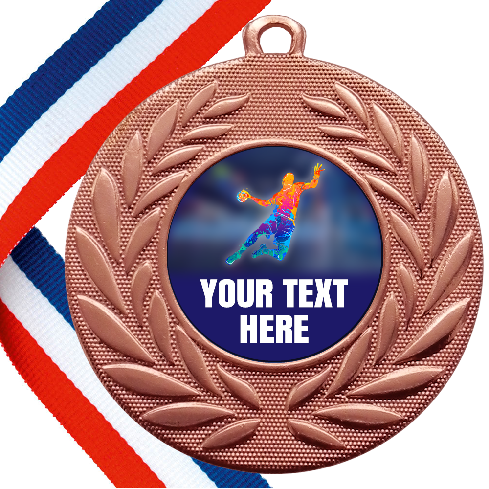 Set of Personalised Handball Wreath Medals On Ribbons