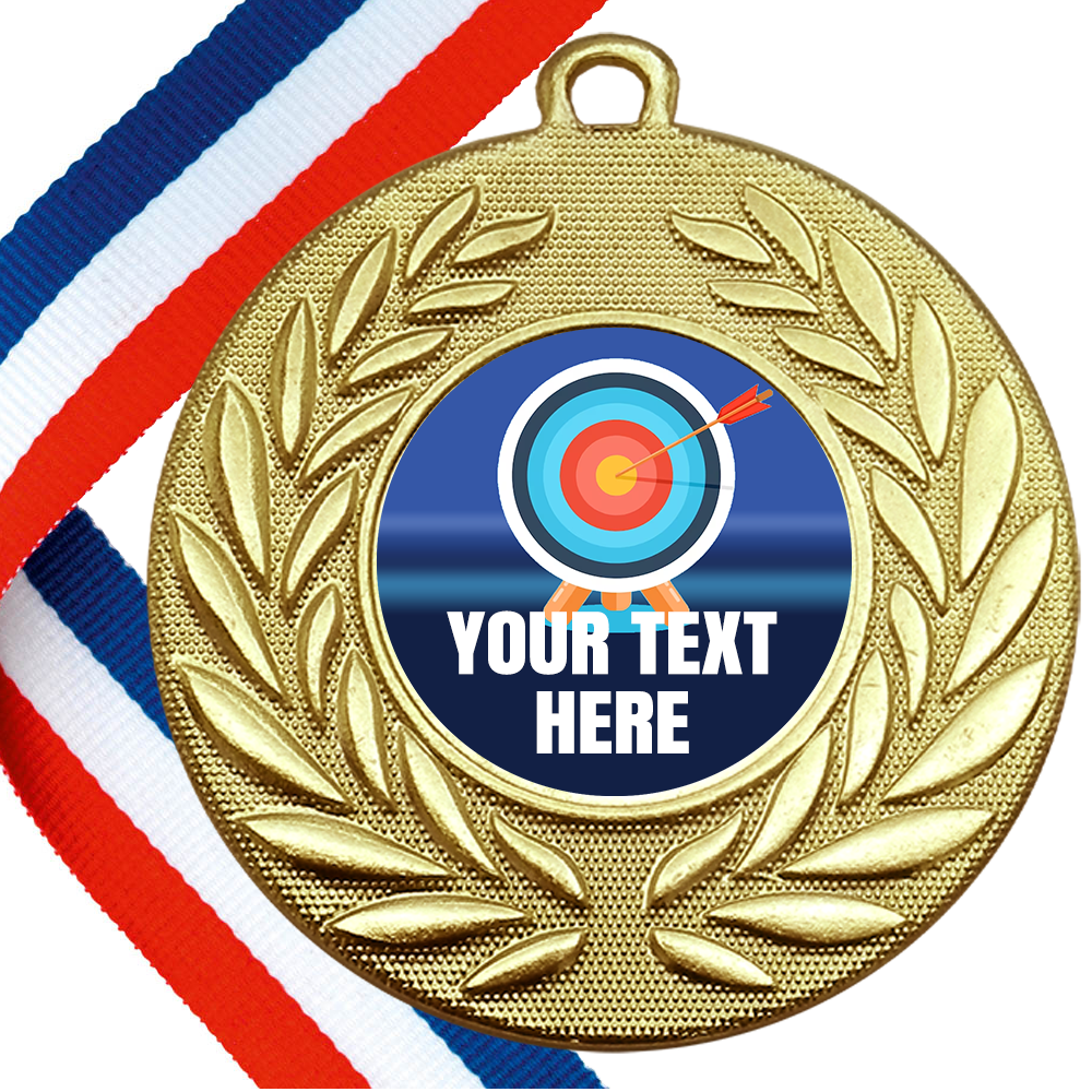 Set of Personalised Archery Wreath Medals On Ribbons – BW Trophies