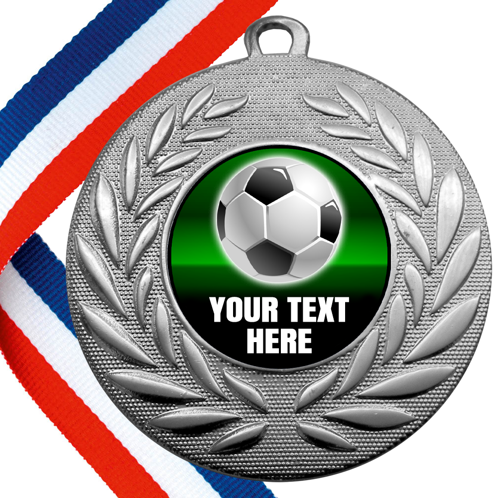 Set of Personalised Football Wreath Medals On Ribbons