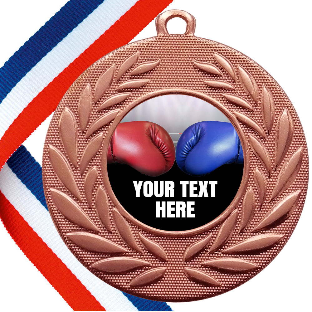 Set of Personalised Boxing Wreath Medals On Ribbons
