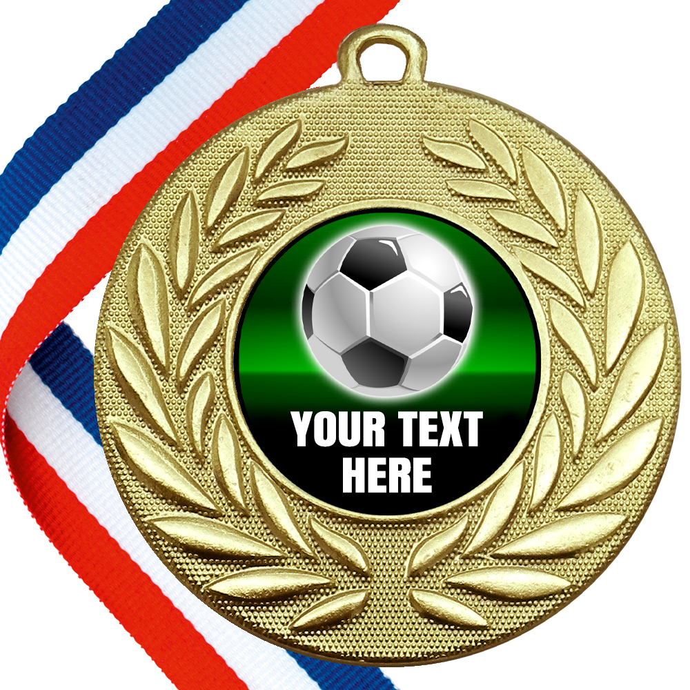 Set of Personalised Football Wreath Medals On Ribbons